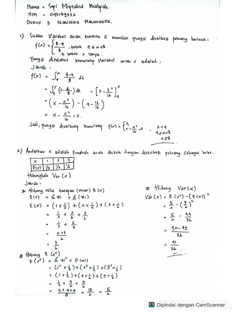 Diskusi 3 Statistik Matematika | PDF