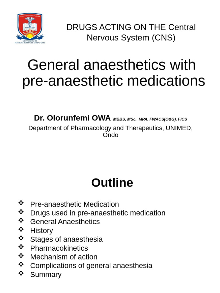 Preanaesthetic Medication Anaesthetic Agents-1 | PDF | Anesthesia ...