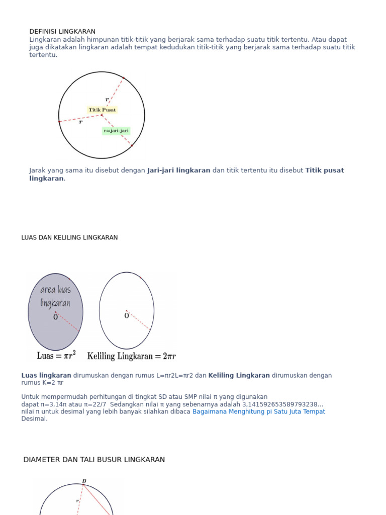 DEFINISI LINGKARAN Les | PDF
