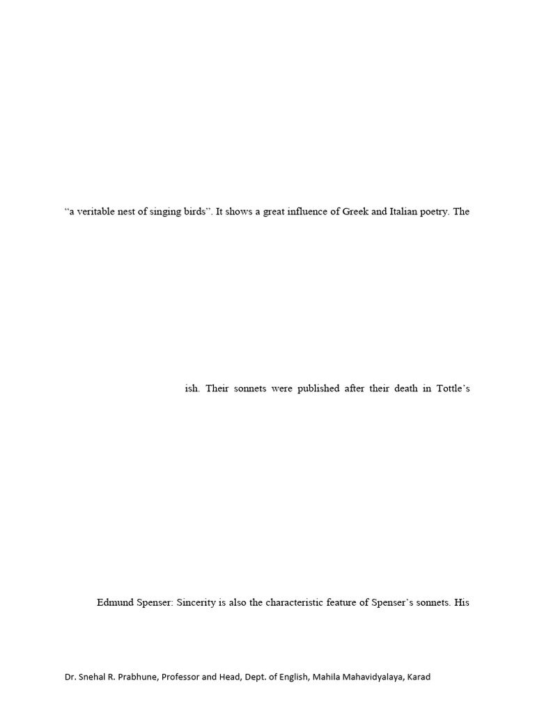 Overview of Elizabethan Poetry | PDF | Sonnets | Shakespeare's Sonnets