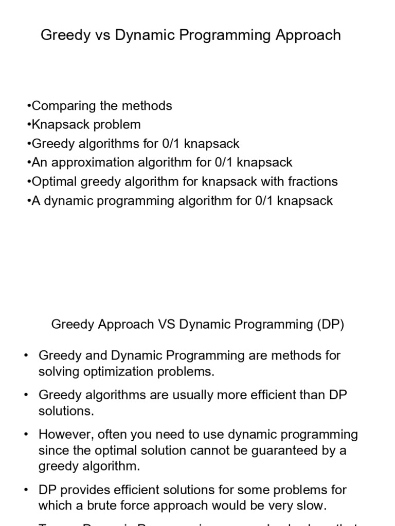 0-1 Knapsack For Class | PDF | Dynamic Programming | Mathematical Optimization
