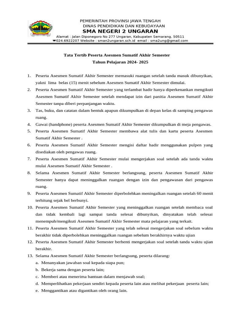 Tata Tertib Pengawas Dan Peserta | PDF