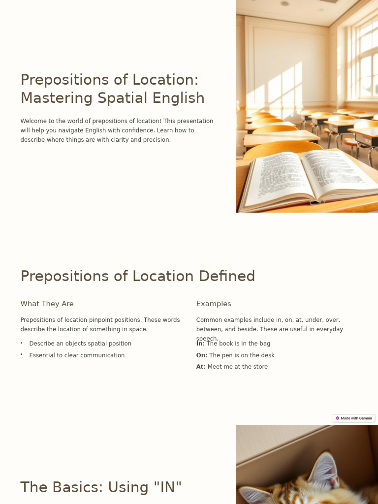 Prepositions of Location Mastering Spatial English | PDF