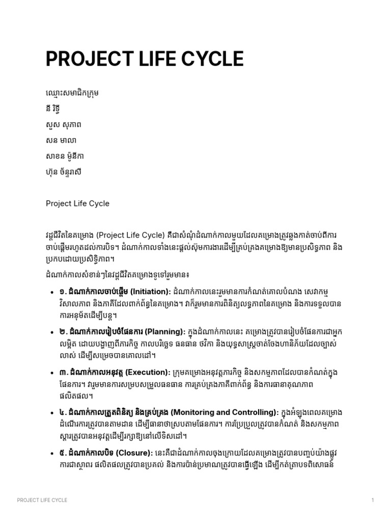 Project Life Cycle | PDF