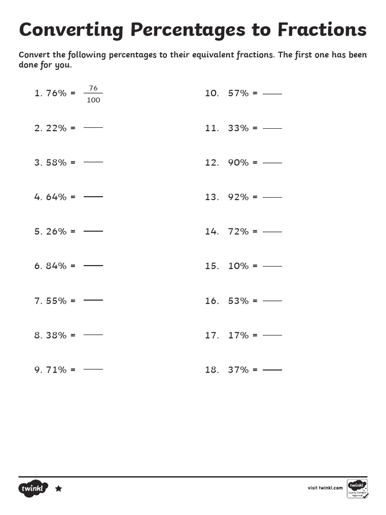 U11 Converting-Percentages-To-Fractions | PDF | Division (Mathematics ...