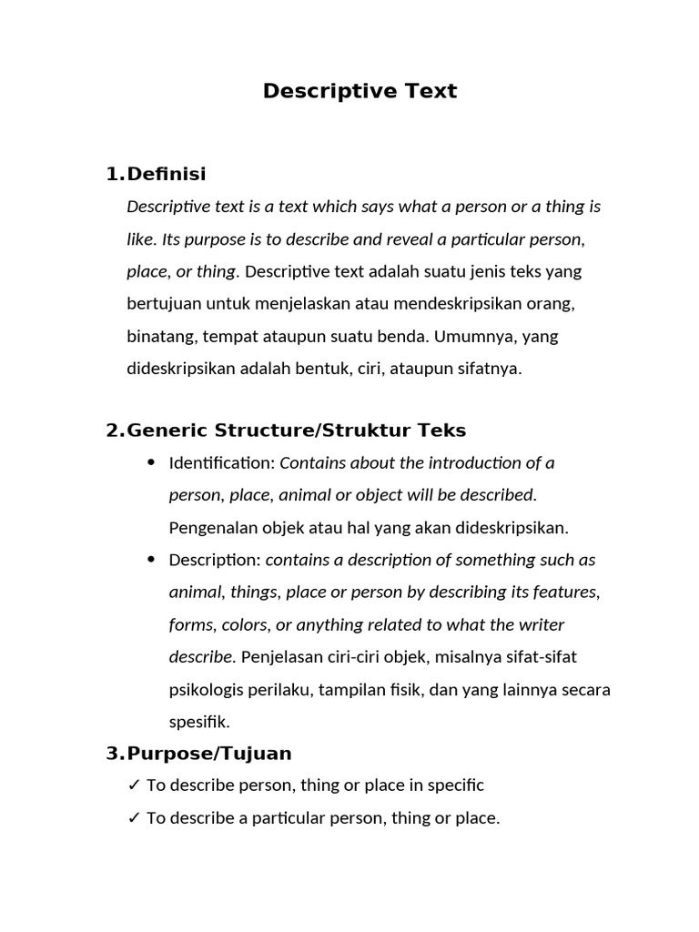 Reading-Descriptive Text | PDF