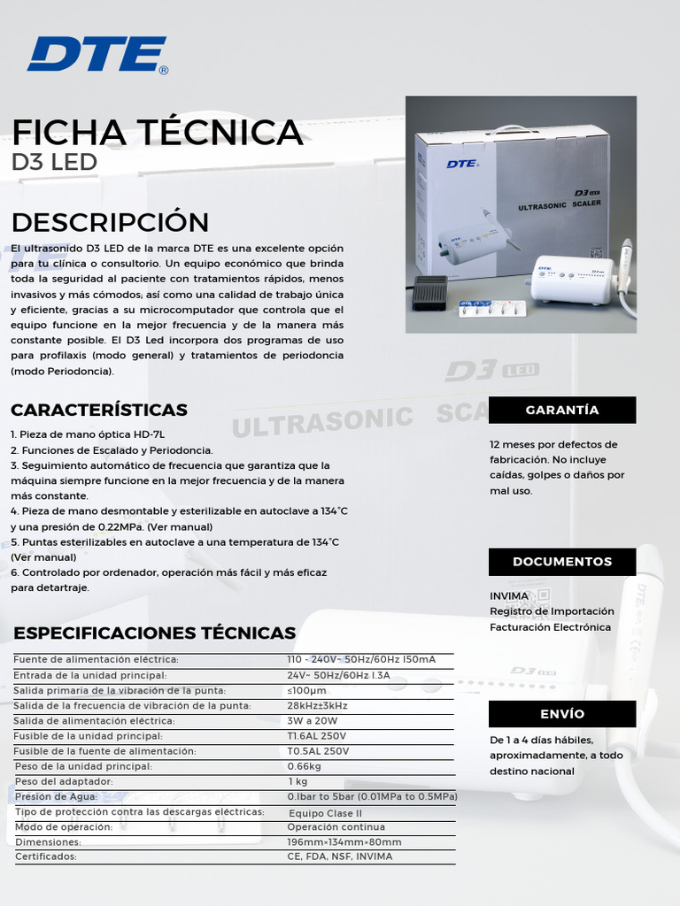 CAVITRON - Ficha-Tecnica-Scaler-D3-LED-DTE | PDF | Diodo emisor de luz