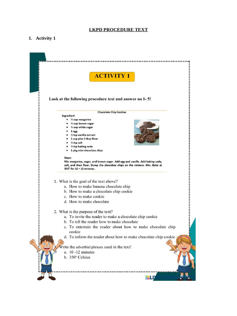 Worksheet Procedure Text 11 | PDF