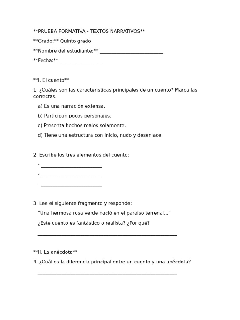 Análisis de Textos Narrativos | PDF | Cuentos | Narración