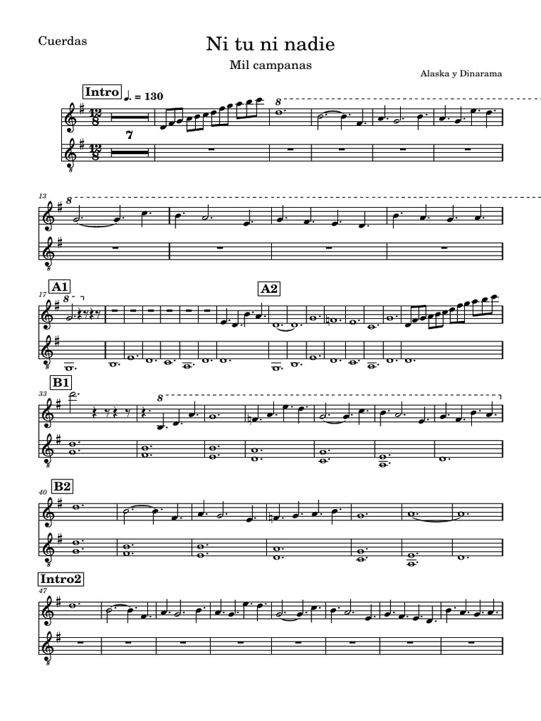 Ni Tu Ni Nadie Alaska y Dinarama Cuerdas | PDF