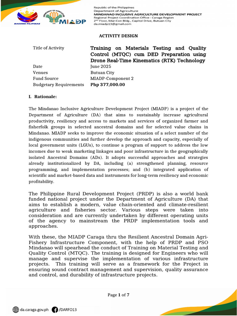 Activity Design For MTQC Cum DED Using Drone RTK | PDF | Unmanned ...