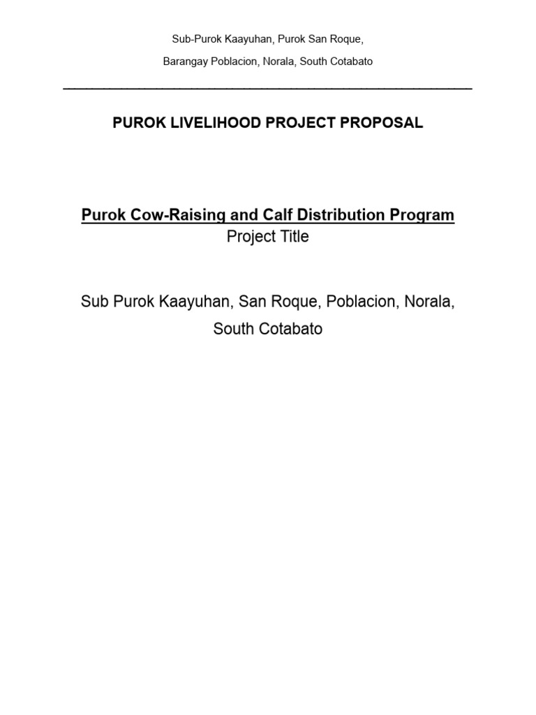 Cow-Raising Livelihood Proposal Norala | PDF | Cattle | Livestock