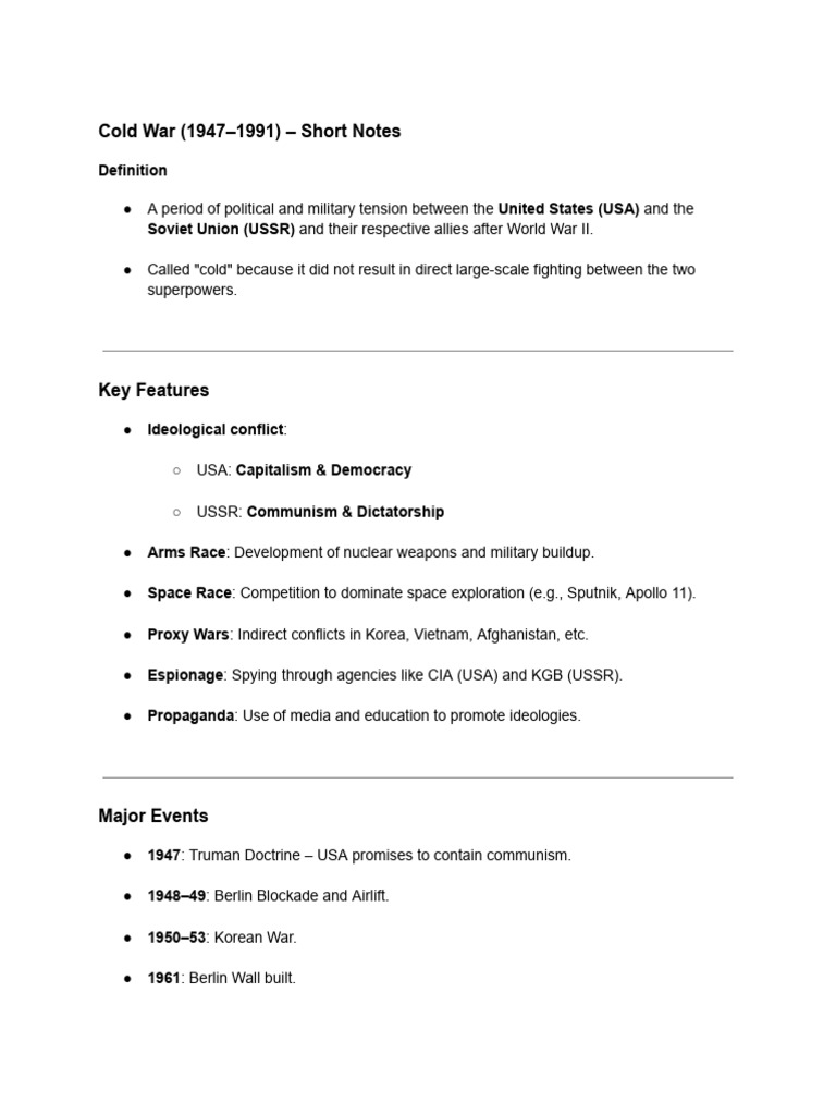 Cold War Notes | PDF
