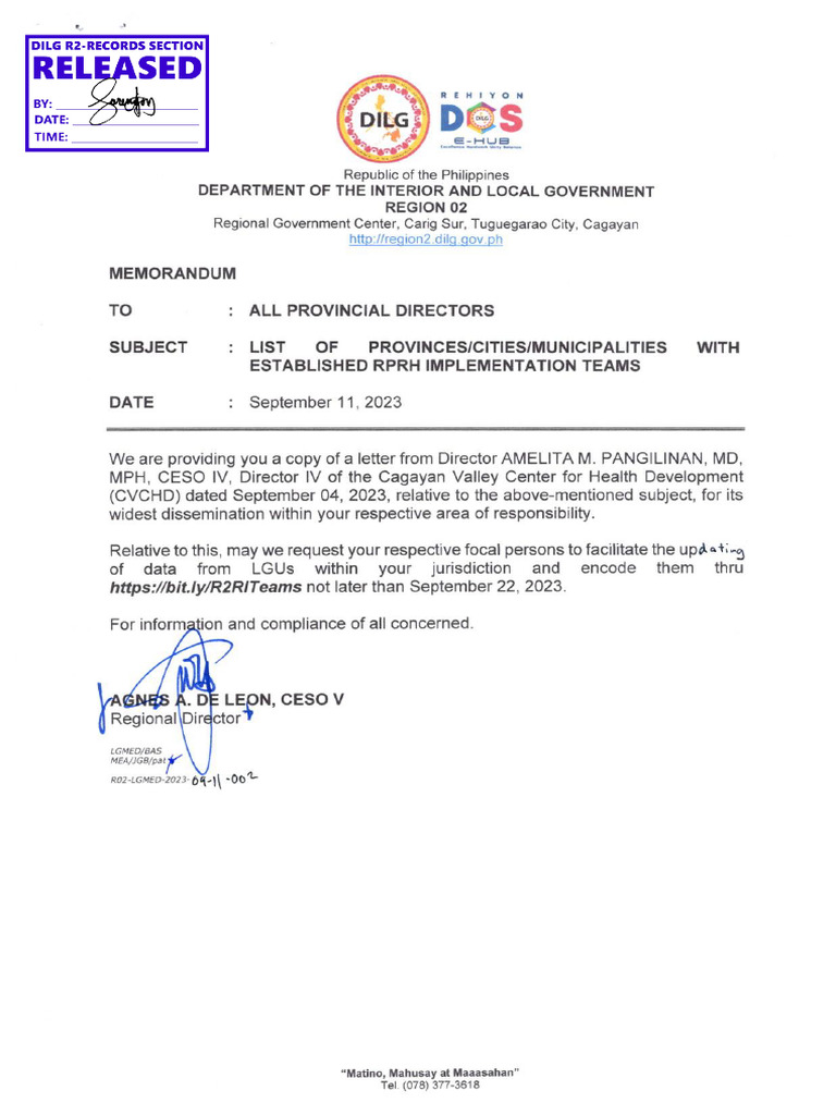 (Attachment) Memo Re List of Provinces - Cities - Municipalities With ...