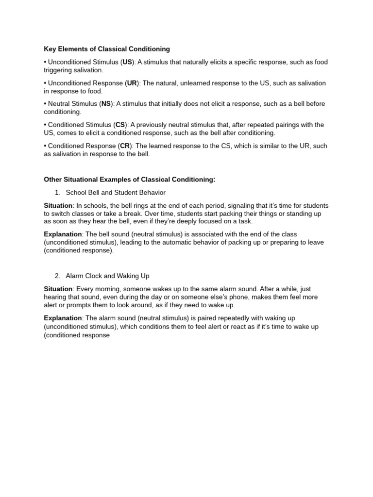 Key Components of Classical Conditioning | PDF