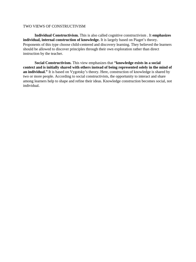 Two Views of Constructivism | PDF