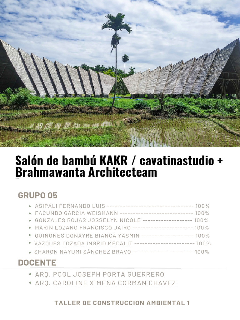 Salón Multifuncional de Bambú Sostenible | PDF | Hormigón | Fundación ...