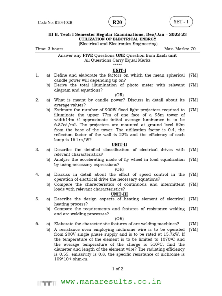 (FUEE) FUNDAMENTALS OF UTILIZATION OF ELECTRICAL Energy July 2023 ...