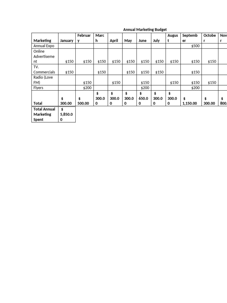 Annual Marketing Budget MGMT Final Project | PDF