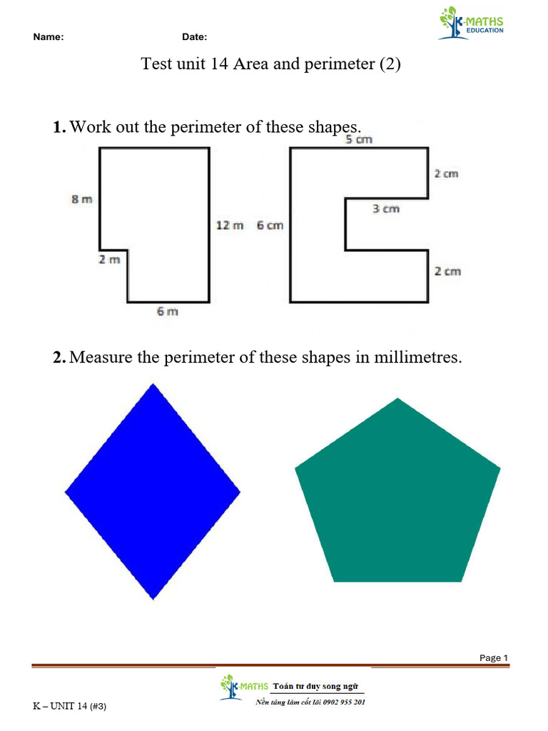 Test unit 14 Area and perimeter (2) | PDF