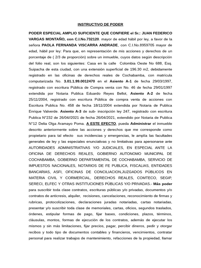 INSTRUCTIVO DE PODER DESALOJO para administrar | PDF | Gobierno | Justicia