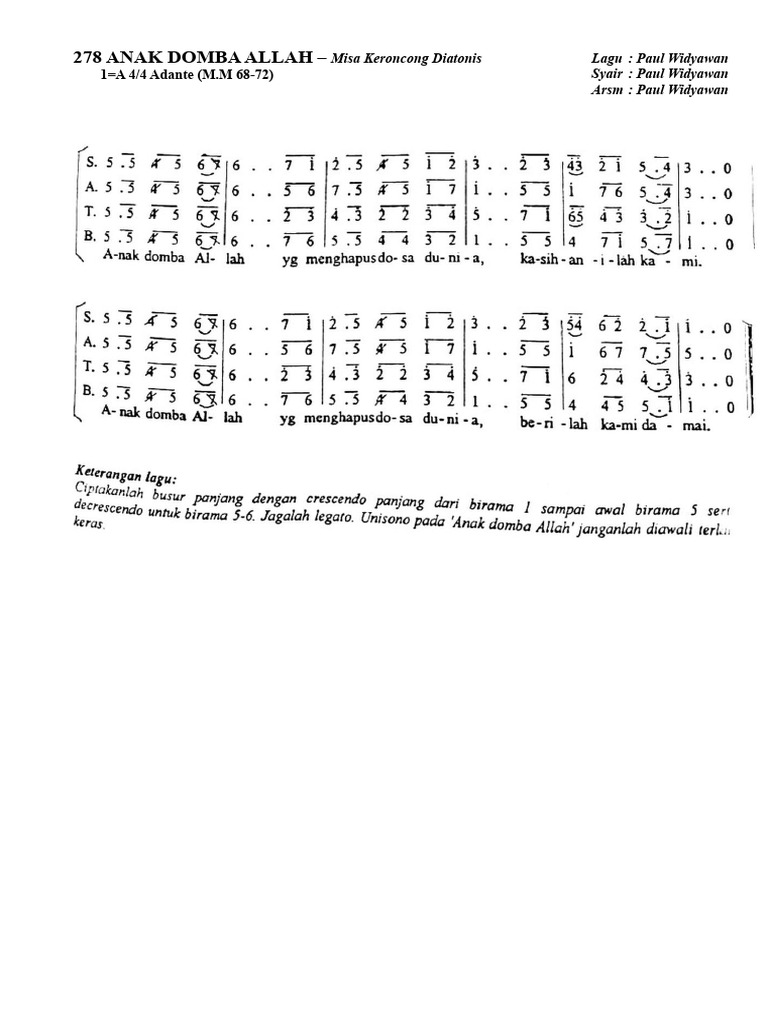 Anak Domba Allah (Misa Keroncong Diatonis) | PDF