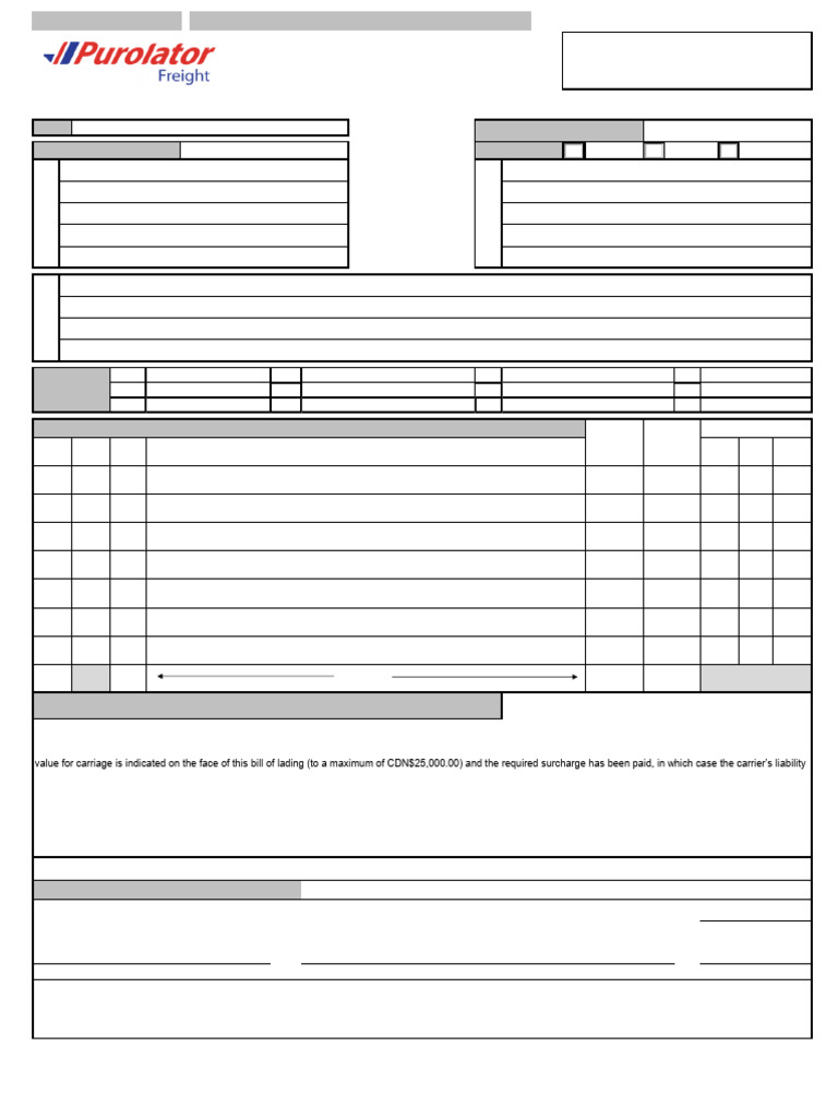 Purolator Freight Bill of Lading-Expedited ENG | PDF | Cargo | Bill Of ...