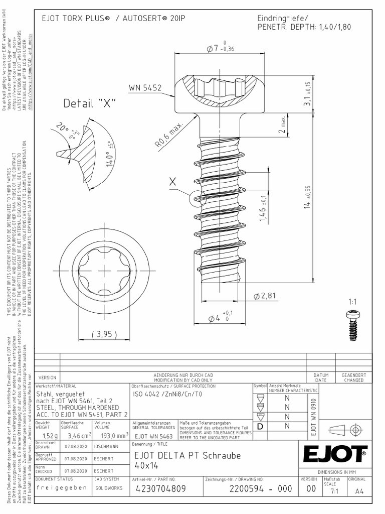 EJOT DELTA PT 40x14 WN5452 | PDF
