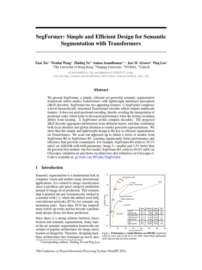 【SegFormer】NeurIPS 2021 Segformer Simple and Efficient Design for Semantic Segmentation With ...