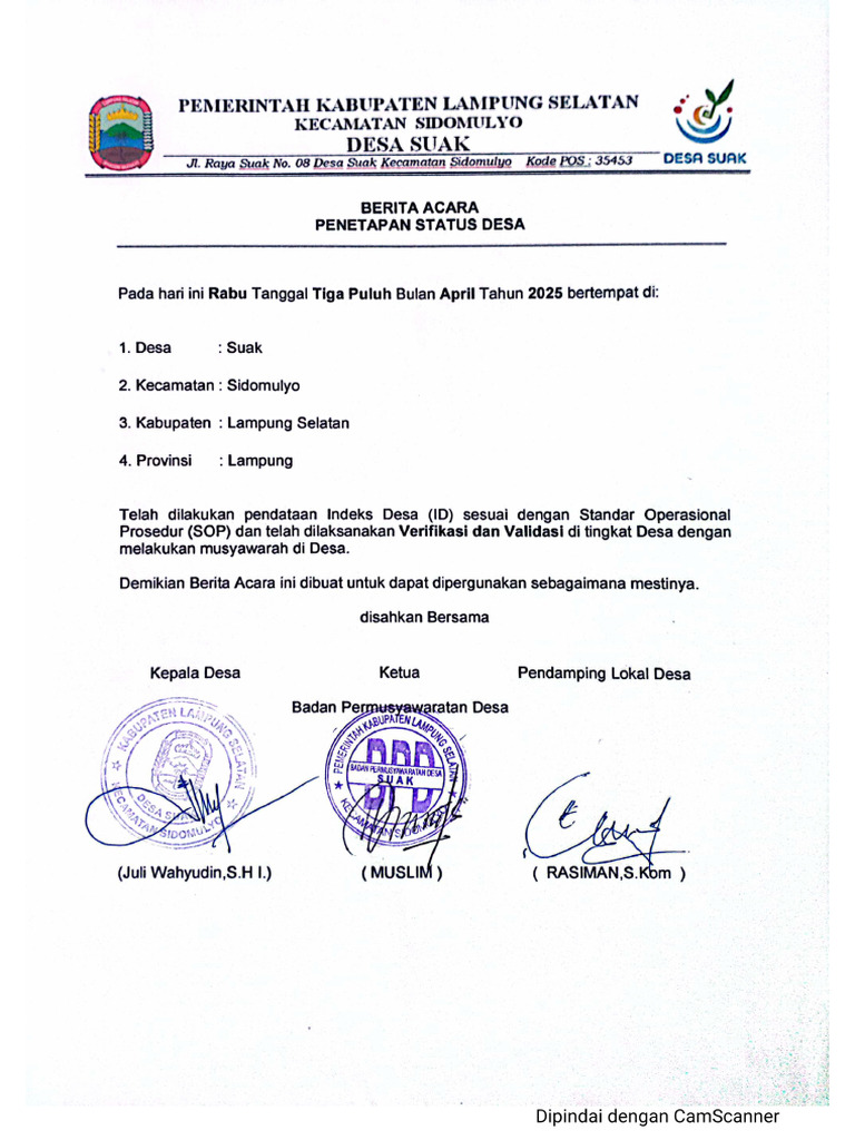 LAMPIRAN_Berita Acara Indeks Desa 2025_1801072008 | PDF
