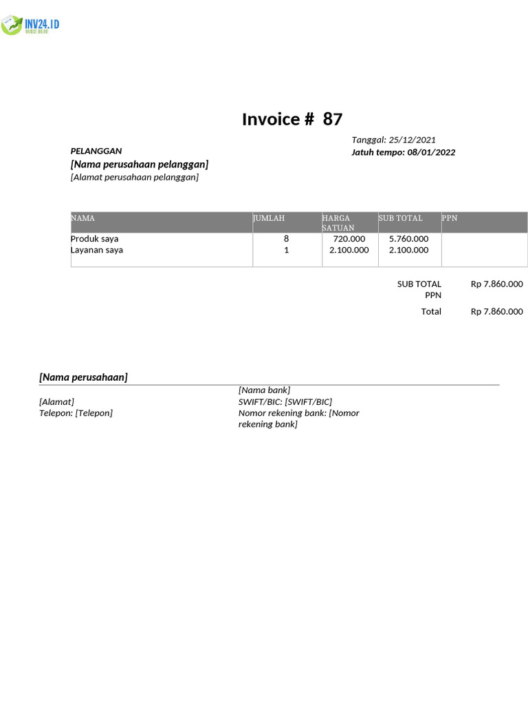 Contoh Format Invoice | PDF