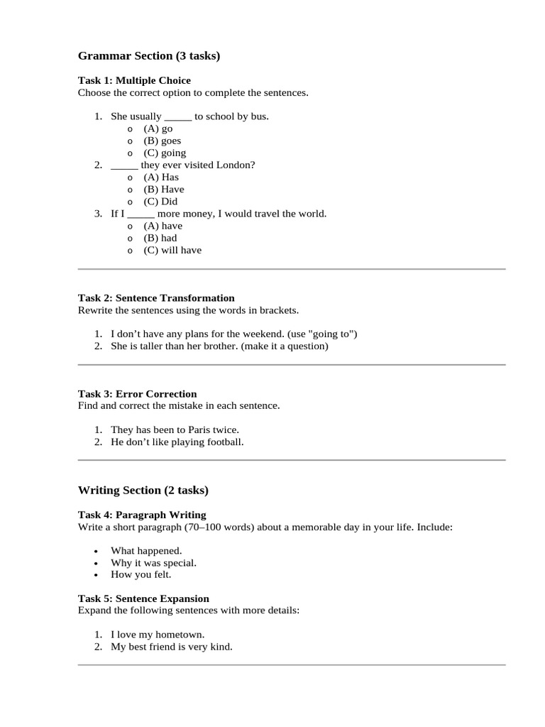 Grammar Section | PDF