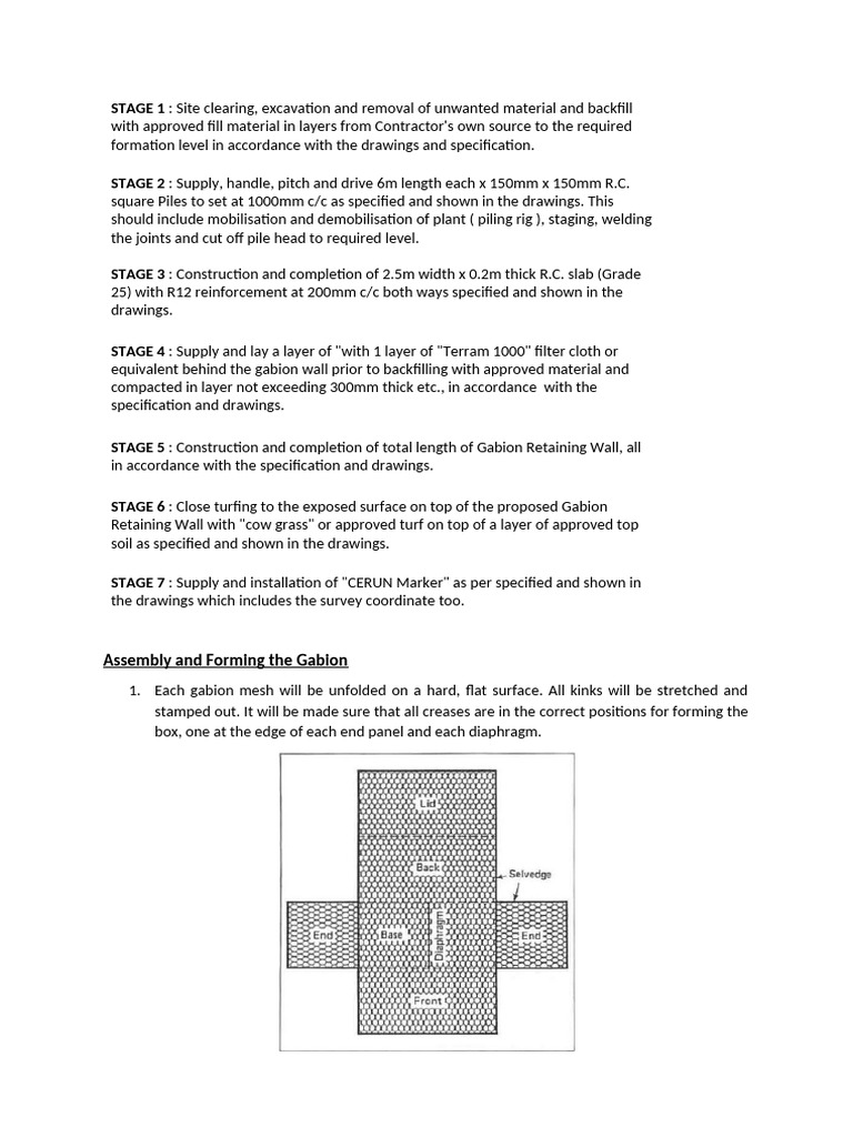 Method Statement For Gabion 2 | PDF