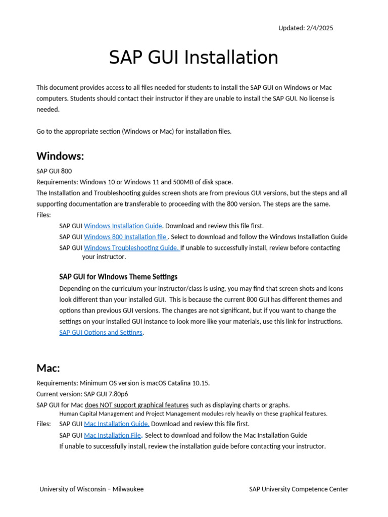 Sap Gui Installation Links Pdf
