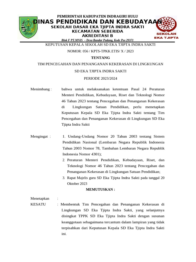 SK Pembentukan TPPK | PDF