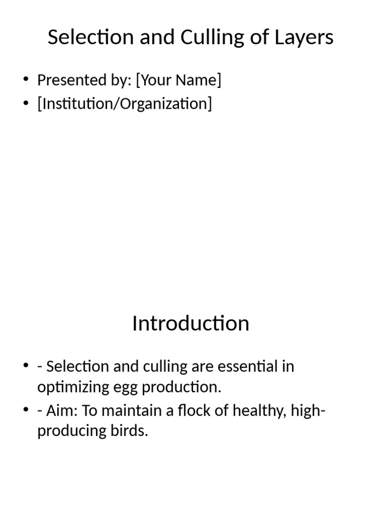 Selection and Culling of Layers | PDF | Birds | Ornithology