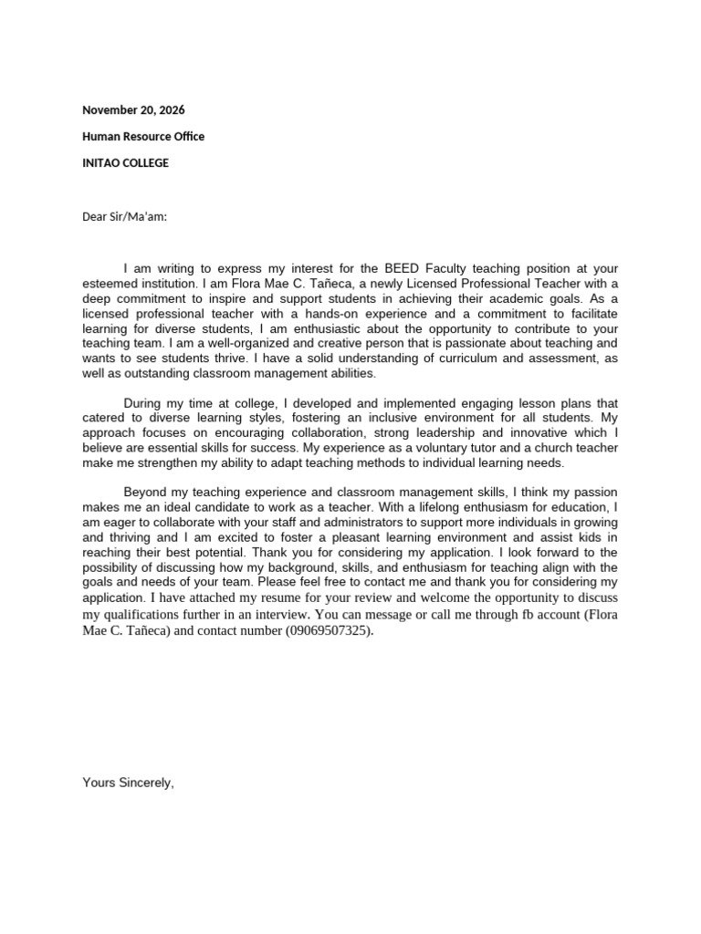 Application Letter | PDF