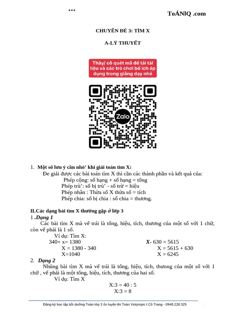 Chuyen de 3 - Tim X | PDF