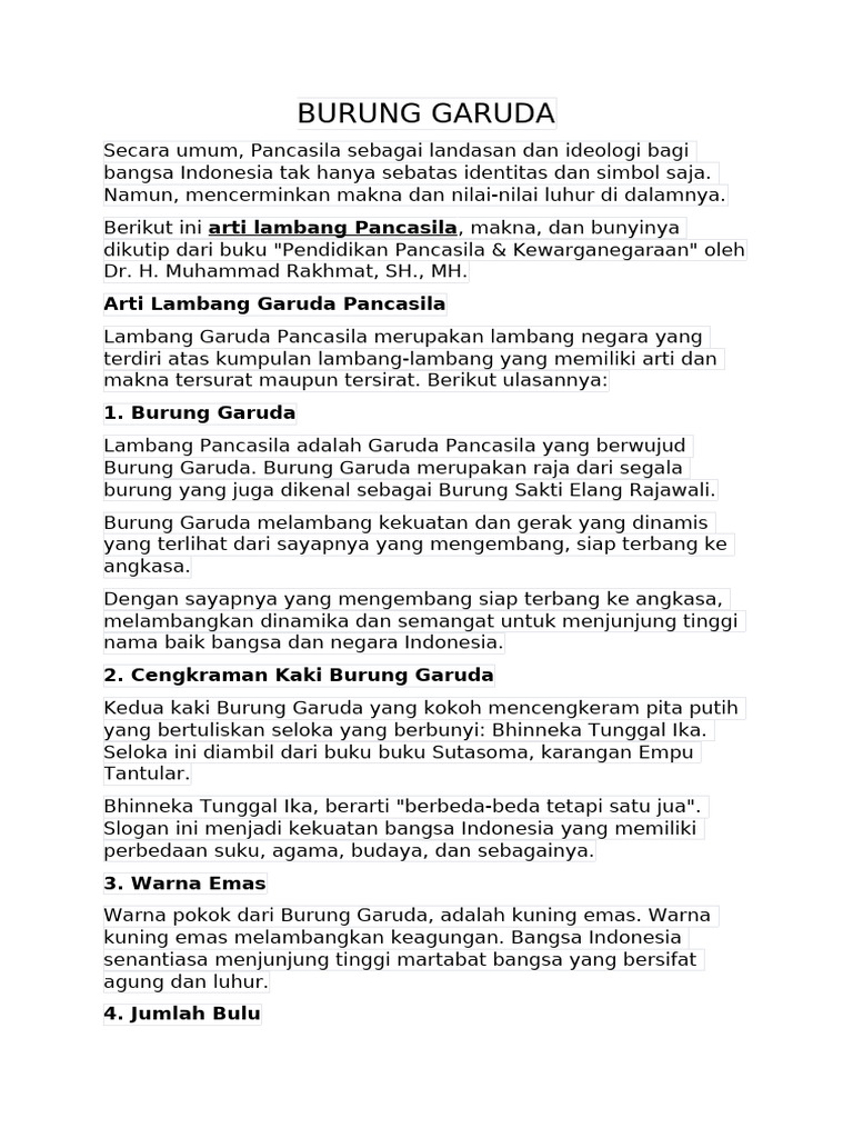 Makna Burung Garuda dalam Pancasila | PDF
