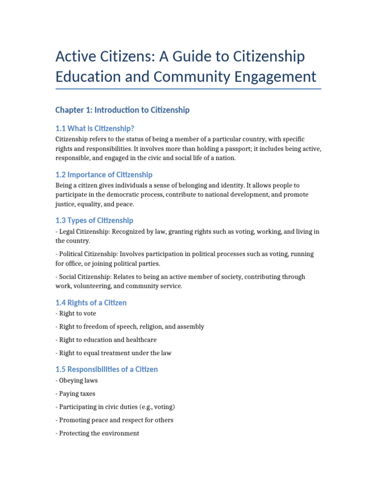 Active Citizens Chapter 1 | PDF