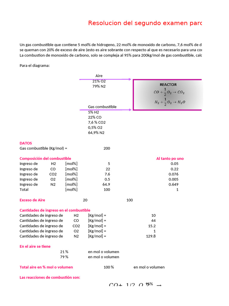 Segundo Examen PRQ 1100 | PDF | Combustión | Dióxido de carbono