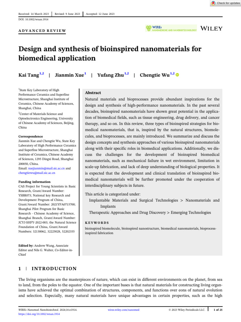 Kai Tang Design and Synthesis of Bioinspired | PDF | Biomaterial ...