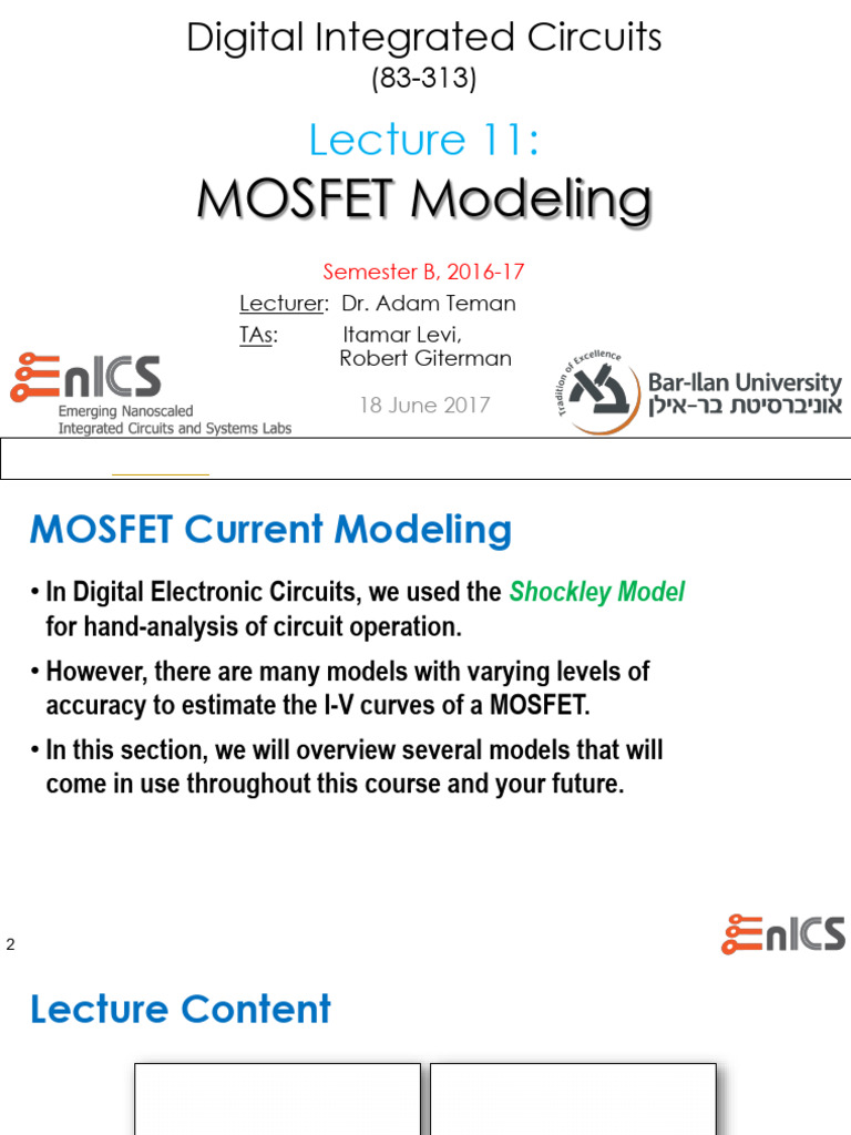 Lecture 11 MOSFET Models | PDF | Mosfet | Field Effect Transistor