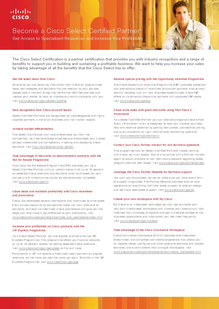 Become Cisco Select Partner | PDF | Cisco Systems | Small Business