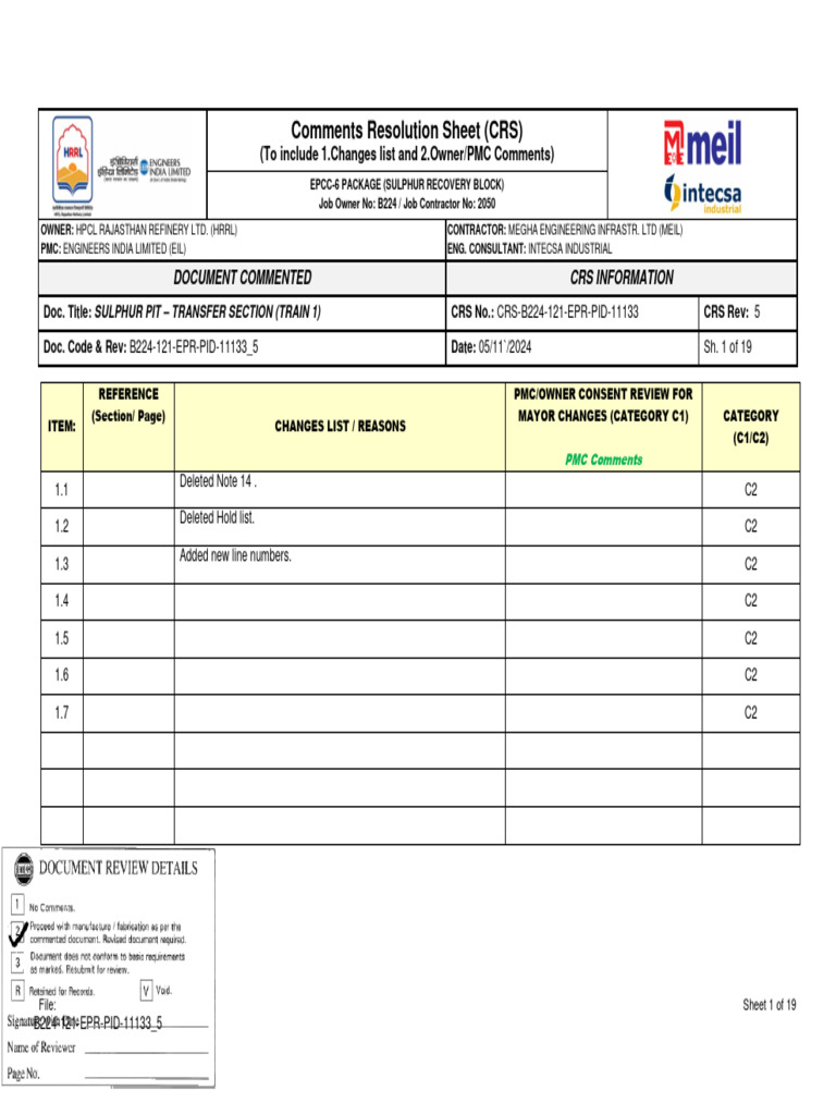 Sulphur Recovery Block Comments Resolution | PDF | Mechanical Engineering