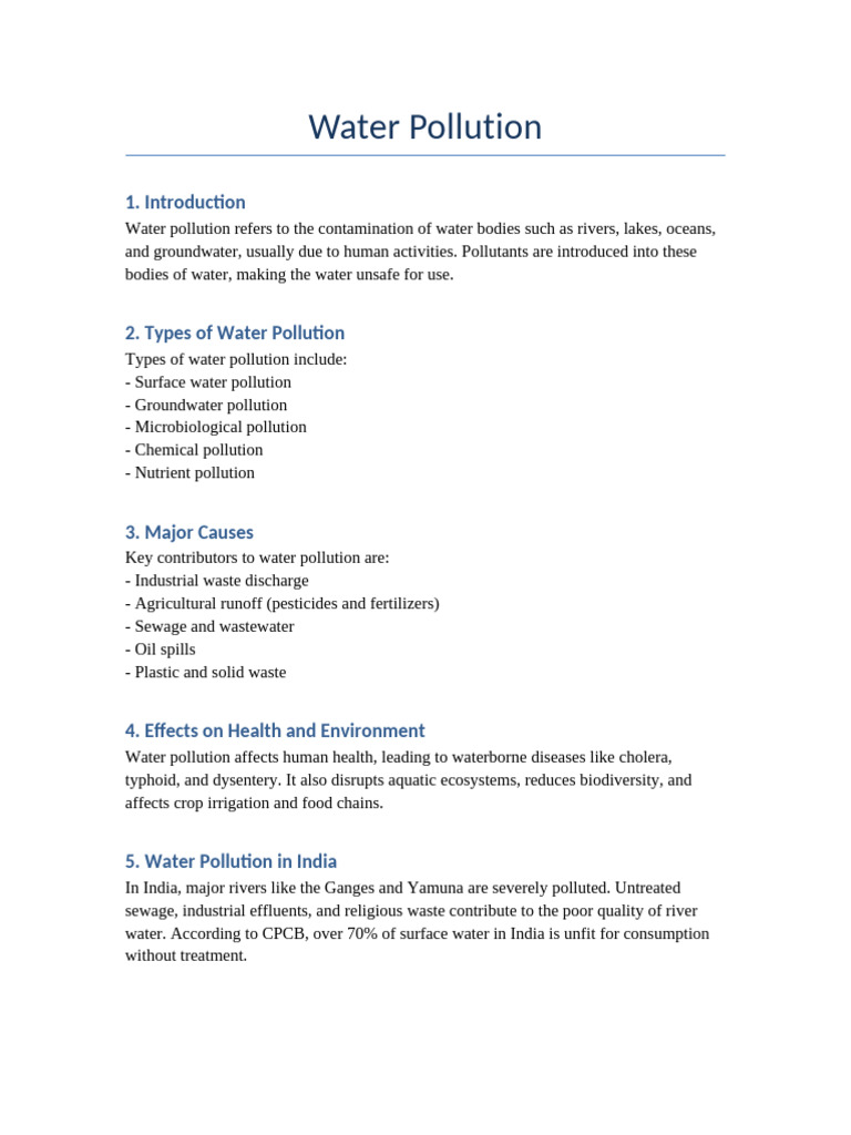 Water Pollution Assignment | PDF