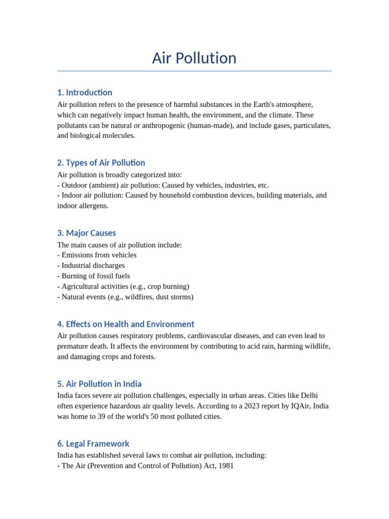 Understanding Air Pollution Causes and Effects | PDF | Air Pollution ...