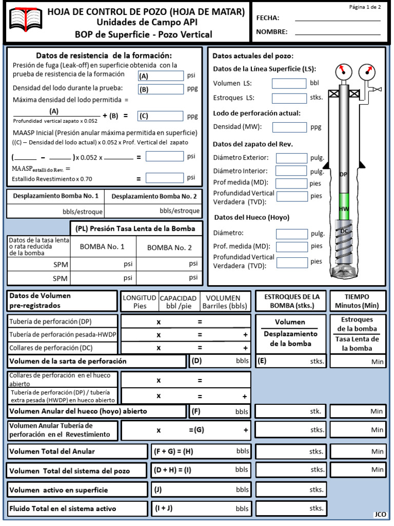 ITS - Kill Sheet - Surface Vertical Well | PDF | Bomba | Presión