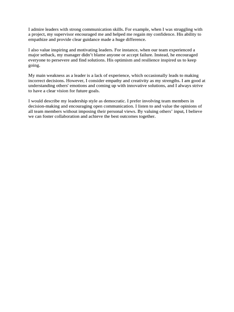 I Admire Leaders With Strong Communication Skills | PDF