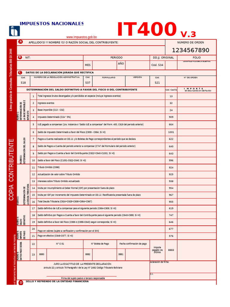 Formulario 400 | PDF | Economias | Pagos